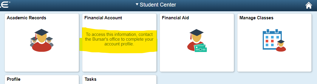 Cannot See Financial Account Tile (bursar message) – InSource Services ...